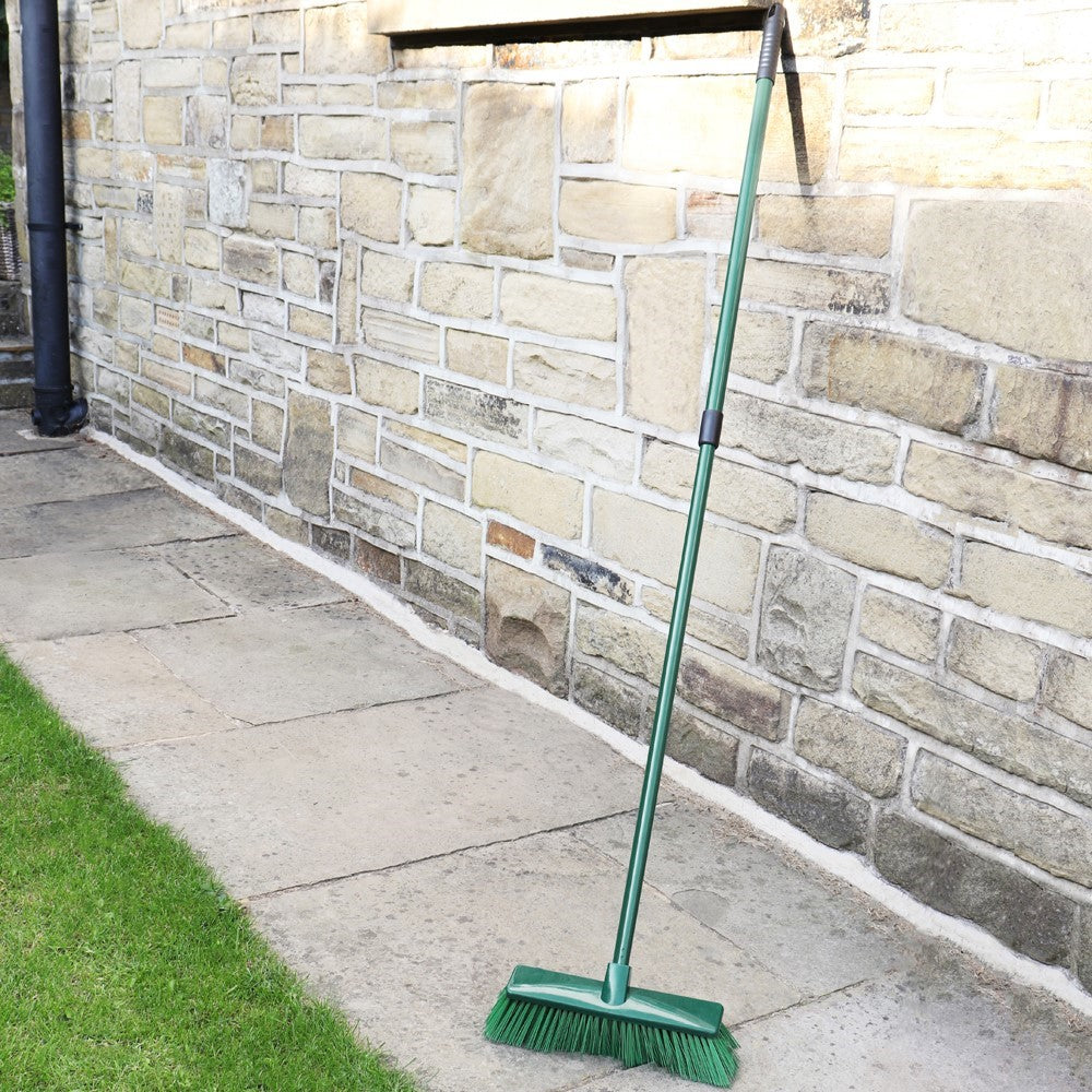 The Gardener Hard Bristle Broom extendable handle