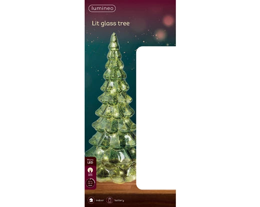 Micro LED Green Glass Tree – Steady Light (Indoor Use) green H.32cm