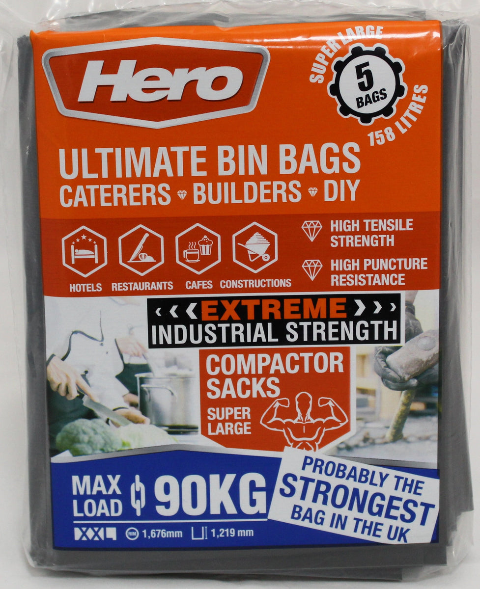 Hero Ultimate Heavy Duty Bin Bags - Black