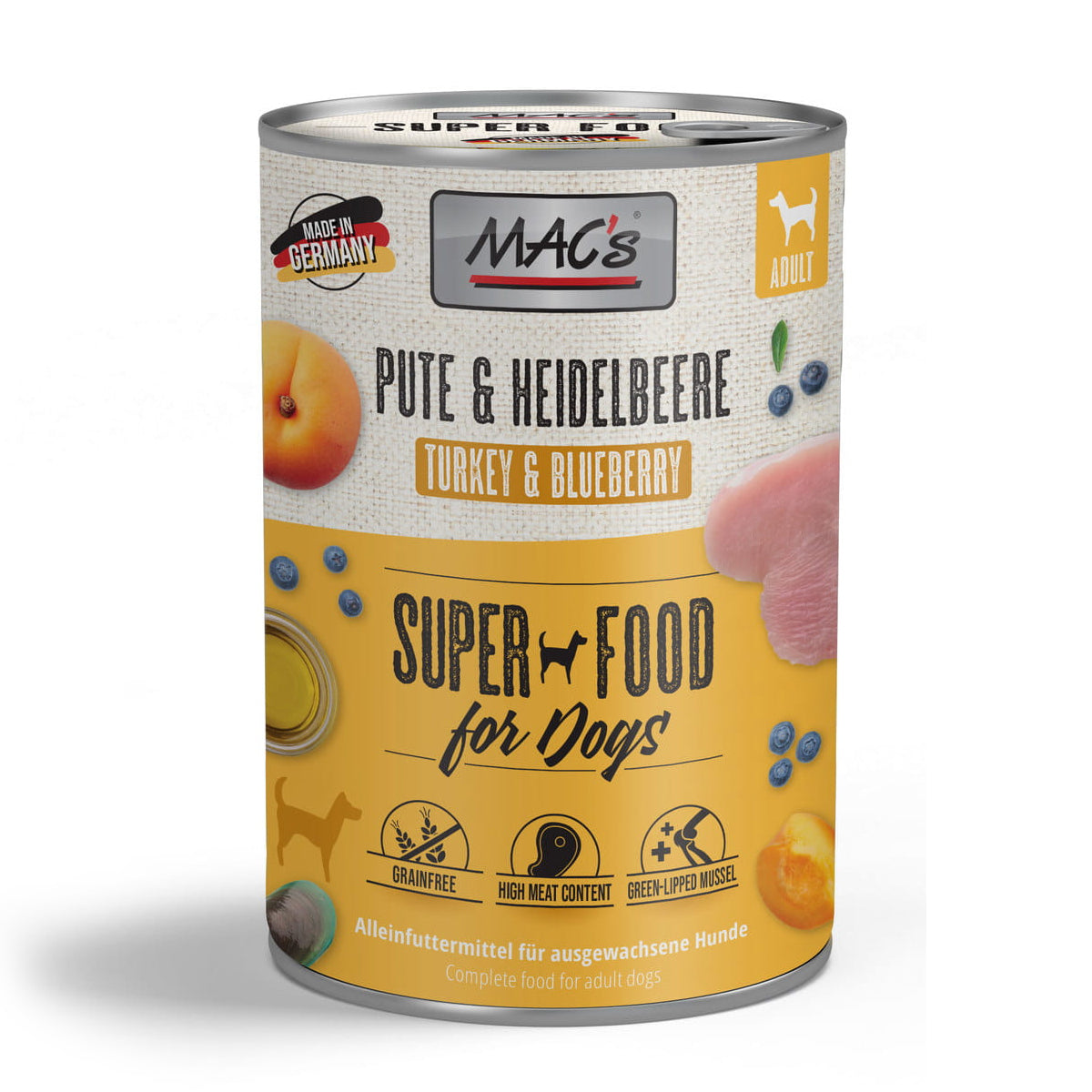 MAC's Dog Tin Food | Turkey & Blueberry | 400g