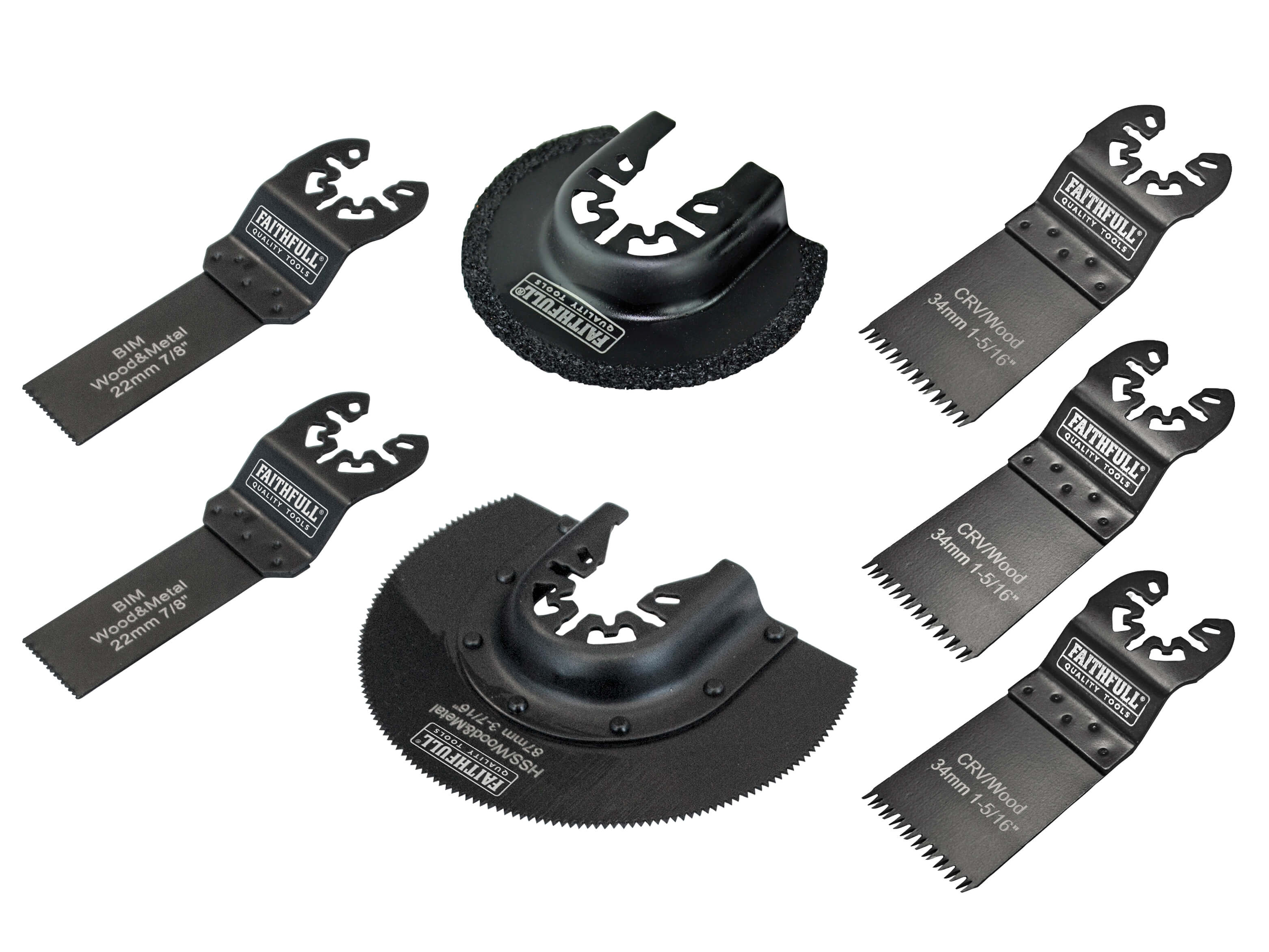Faithfull Multi-Function Tool Blade Set in Case, 7 Piece