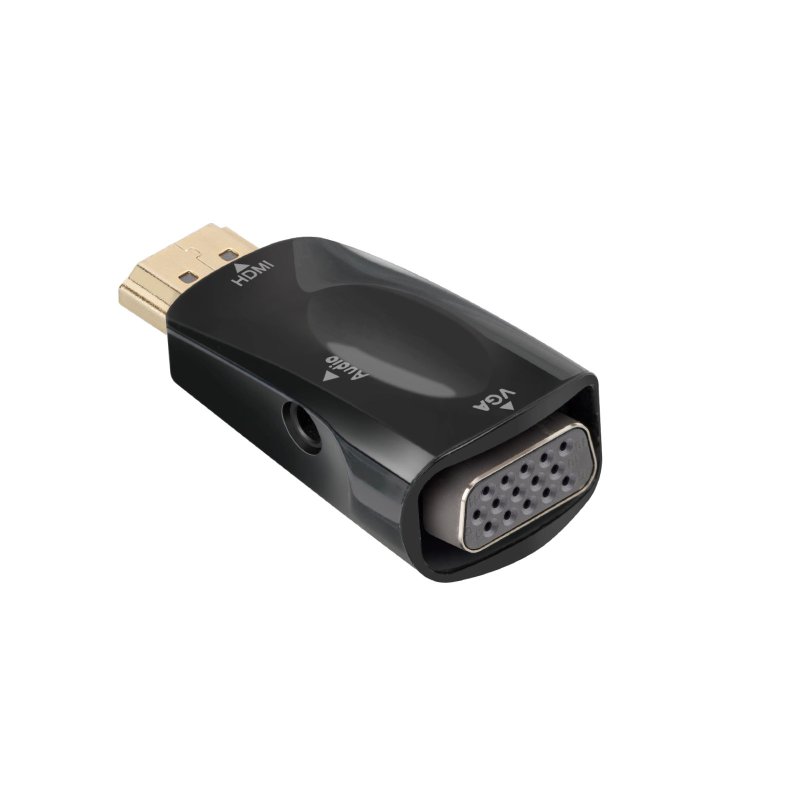 HDMI male to VGA female adapter with 3,5mm Jack plug, golden connector